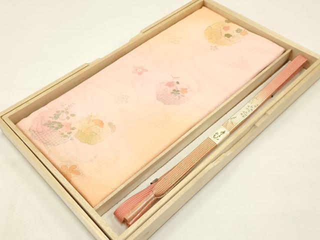 平和屋本店●和装小物　帯締め・帯揚げセット　高麗組 綾出し　流水花丸文　暈し染め　金銀糸　金銀彩　逸品　未使用　AABC2765ay