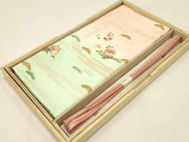 平和屋本店●和装小物　帯締め・帯揚げセット　雪輪花文　暈し染め　金糸　金彩　逸品　未使用　AABC2767ay