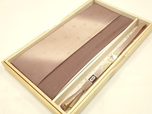平和屋本店●和装小物　帯締め・帯揚げセット　高麗組 綾出し　舞花地紋　暈し染め　金糸　逸品　未使用　AABC2768ay