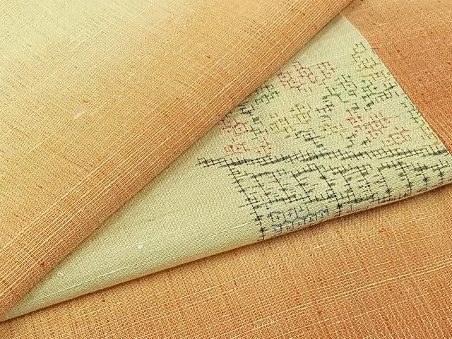 平和屋着物▽結城紬　単衣　80亀甲　花籬文　正絹　逸品　AABC3166jh