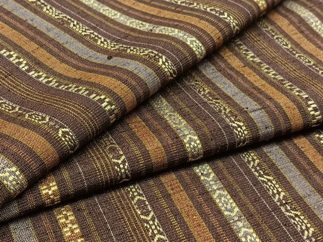 平和屋着物▽上質な紬　単衣　間道　正絹　逸品　AABC3174jh