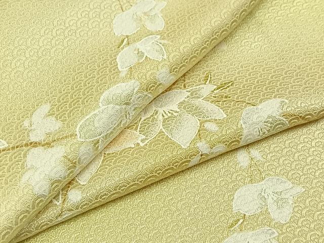 平和屋着物▽上質な小紋　単衣　枝花文　正絹　逸品　AABC3183jh