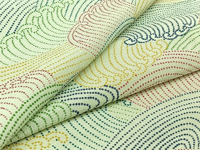 平和屋着物▽上質な小紋　単衣　立波文　正絹　逸品　AABC3188jh