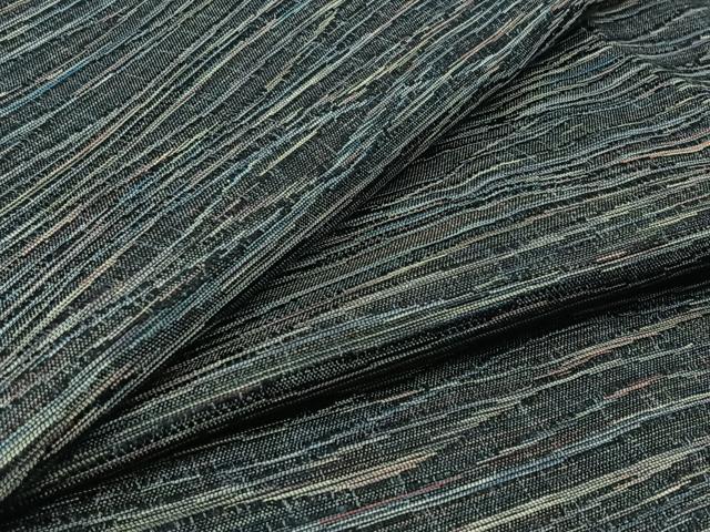 平和屋着物▽上質な紬　単衣　横段文　正絹　逸品　AABC3190jh