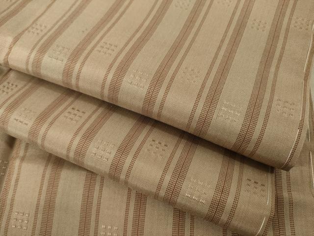 平和屋着物●花織　紬　縞　正絹　逸品　AABC3223ck
