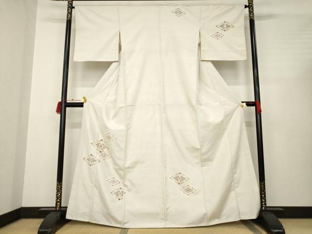 平和屋着物●訪問着　紬地　花菱文　正絹　逸品　AABC3230ck