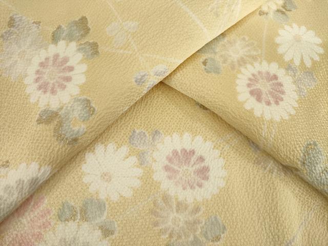 平和屋着物●上質な小紋　草花文　金彩　正絹　逸品　未使用　AABC3237ck