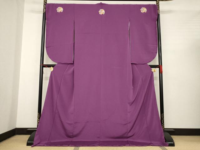 平和屋着物●小振袖　二尺袖　葡萄色　ロング丈　洗える着物　未使用　AABC3268ck