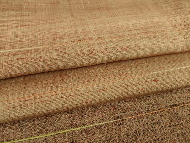 平和屋着物●上質な紬　横段文　正絹　逸品　AABC3269ck