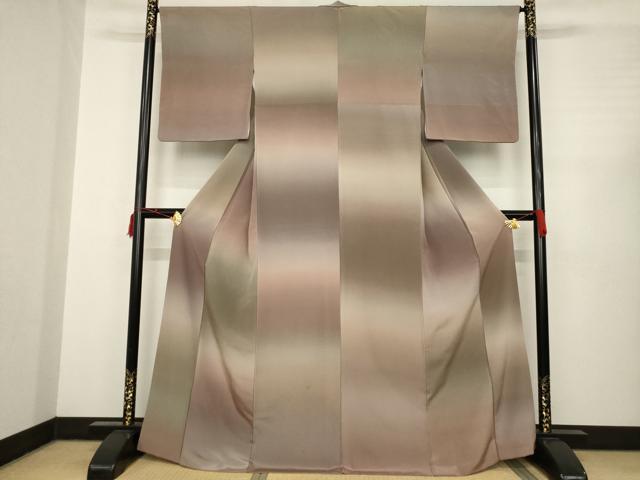 平和屋着物●上質な小紋　横段霞文　正絹　逸品　AABC3274ck