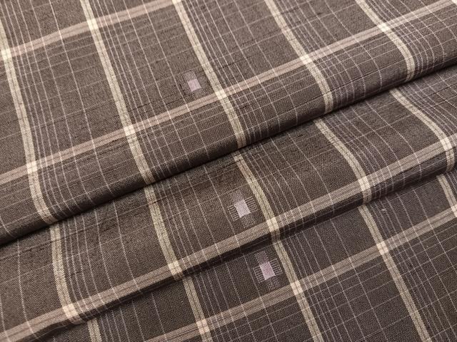 平和屋着物●上質な紬　格子　正絹　逸品　AABC3332ph
