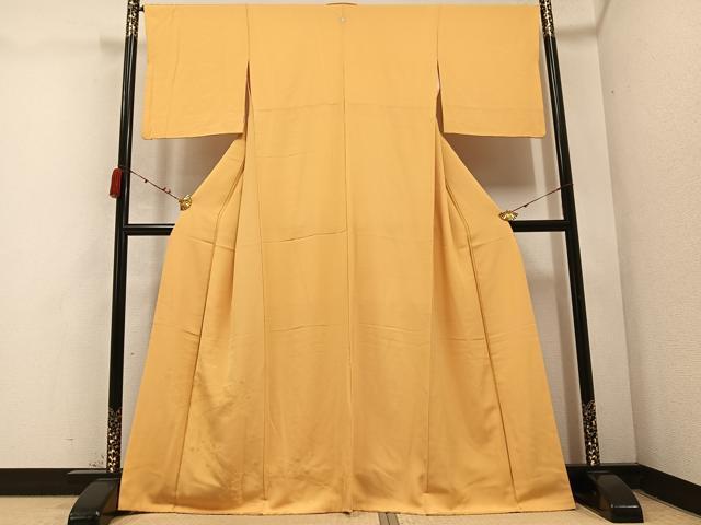 平和屋着物●豪華色留袖　竜田川　色無地　萱草色　正絹　逸品　AABC3342ph
