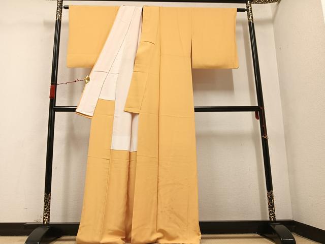 平和屋着物○豪華色留袖 竜田川 色無地 萱草色 正絹 逸品 AABC3342ph