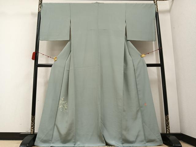 平和屋着物●色留訪問着　友禅　作家物　草花文　正絹　逸品　AABC3366ph