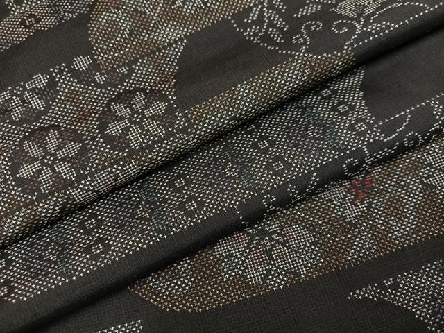 平和屋着物●本場大島紬　カタス7マルキ　花唐草文　正絹　逸品　未使用　AABC3375ph