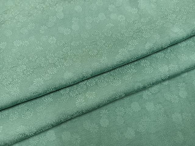 平和屋着物●上質な色無地　花地紋　千草色　正絹　逸品　未使用　AABC3382ph