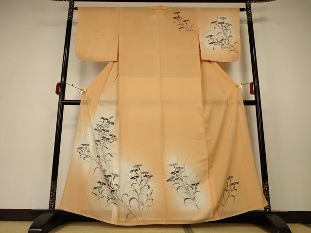 平和屋着物＊夏物　訪問着　絽　手描き　草花文　暈し染め　正絹　逸品　AABC3402jd