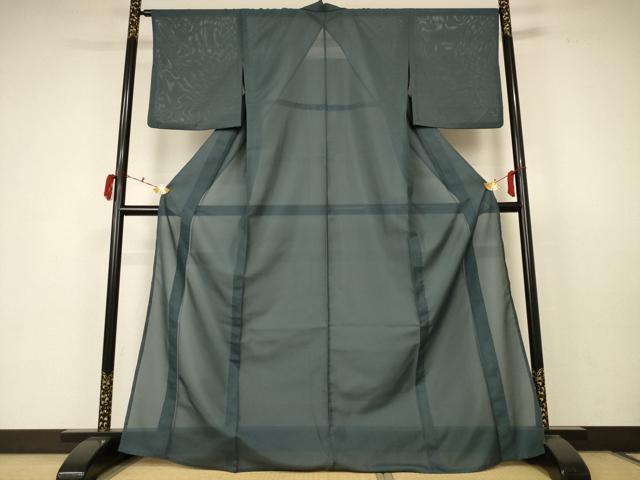 平和屋着物＊夏物　色無地　絽　錆鉄御納戸色　洗える着物　AABC3419jd