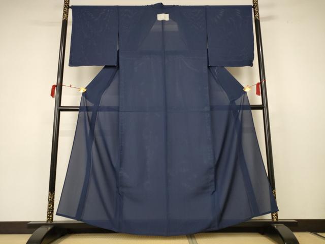 平和屋着物＊夏物　色無地　絽　藍鉄色　正絹　逸品　未使用　AABC3454jd