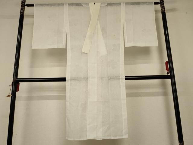 平和屋着物＊夏物　長襦袢　流水桜紋紗　白色　洗える着物　AABC3461jd