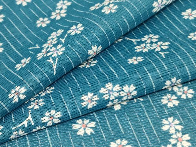 平和屋着物＊夏物　小紋　絽　枝花文　洗える着物　AABC3470jd