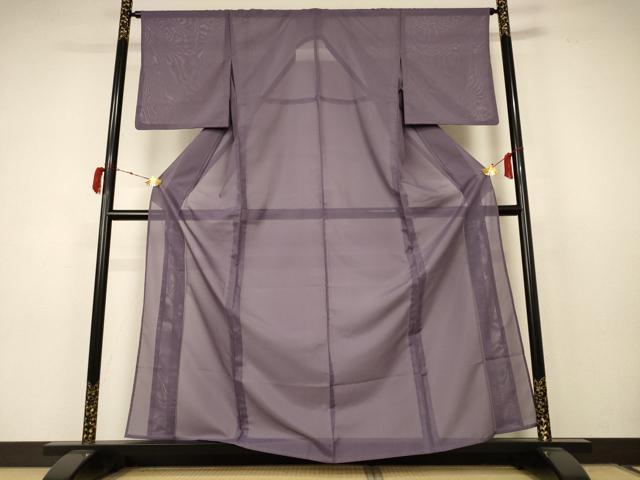 平和屋着物＊夏物　色無地　絽　葡萄鼠色　洗える着物　AABC3480jd