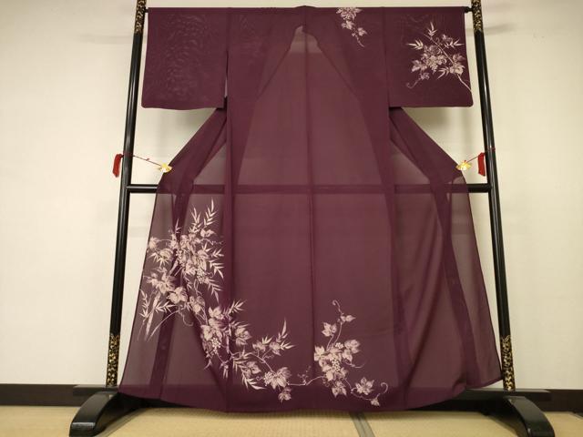 平和屋着物＊夏物　訪問着　絽　笹竹文　正絹　逸品　AABC3489jd