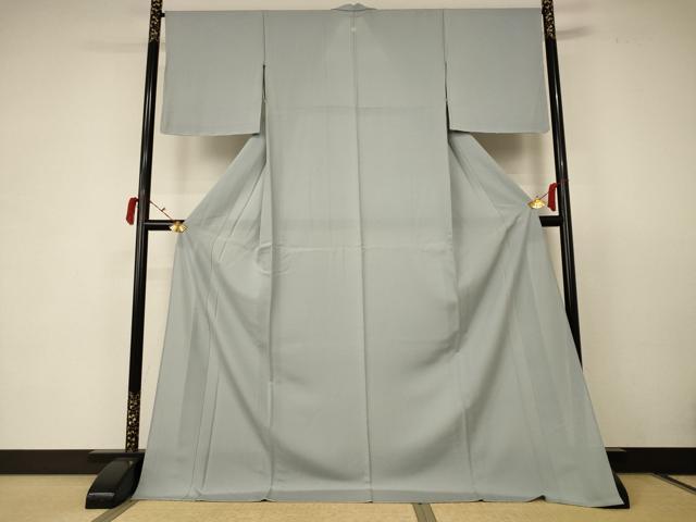 平和屋着物＊夏物　色無地　絽　薄雲鼠色　ロング丈　正絹　逸品　AABC3493jd