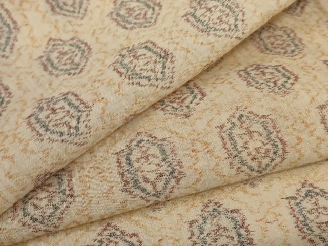 平和屋着物＊夏物　小千谷ちぢみ　幾何学文様　麻　逸品　AABC3511jd