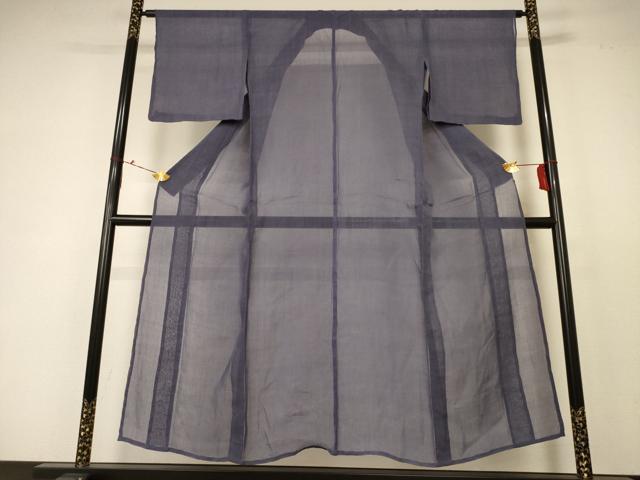 平和屋着物＊夏物　小千谷ちぢみ　褐色　麻　逸品　AABC3513jd