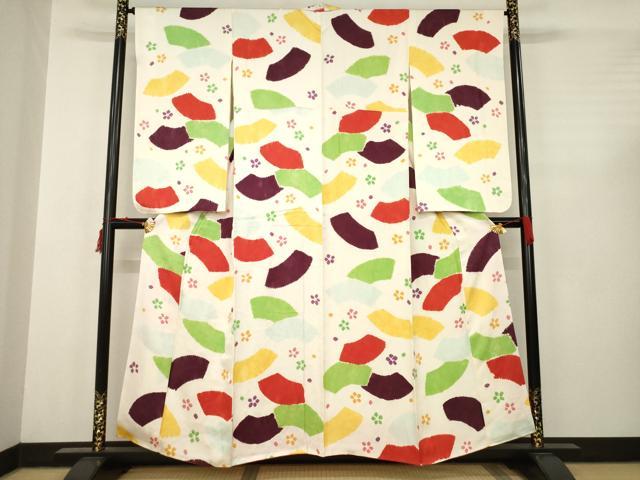 平和屋着物●小振袖　二尺袖　絞り　地紙花文　正絹　逸品　AABC3546ck