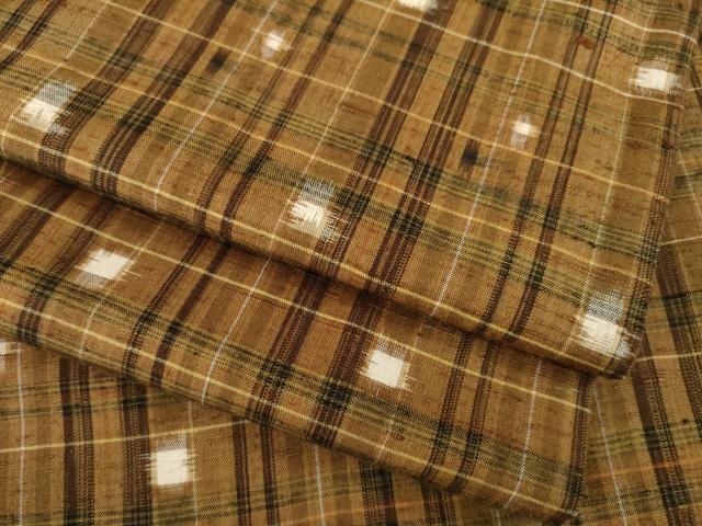 平和屋着物●上質な紬　格子　正絹　逸品　AABC3547ck