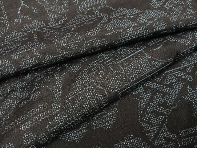 平和屋着物●結城紬　風景松文　正絹　逸品　未使用　AABC3659ph