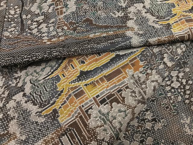 平和屋着物●本場大島紬　一元7マルキ　総絣　風景文　正絹　逸品　未使用　AABC3681ph