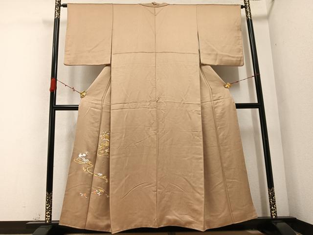 平和屋着物●色留訪問着　佐賀錦　刺繍　松竹梅貝桶文　金銀糸　正絹　逸品　AABC3696ph