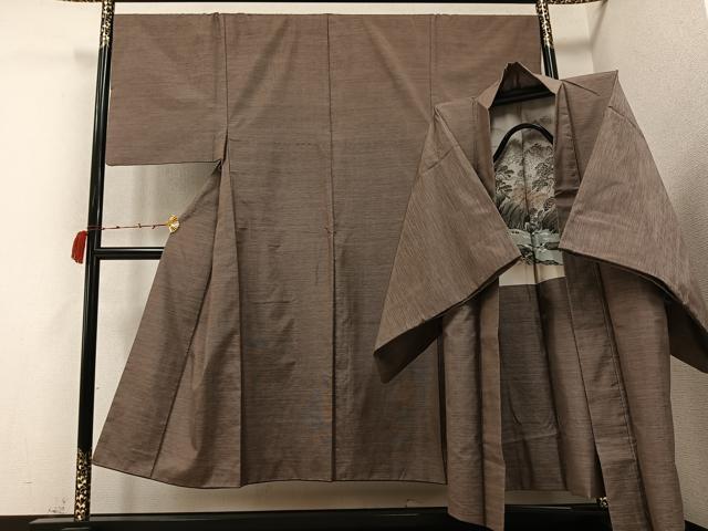 平和屋着物●男性　本場大島紬　アンサンブル　正絹　逸品　AABC3699ph