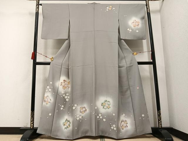 平和屋着物●訪問着　作家物　駒刺繍　桜　暈し染め　正絹　逸品　AABC3716ph