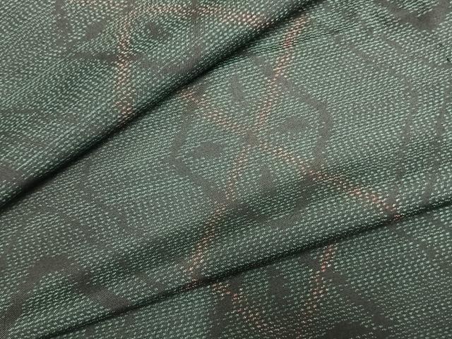 平和屋着物▽本場大島紬　単衣　幾何学文様　正絹　逸品　AABC3748fy