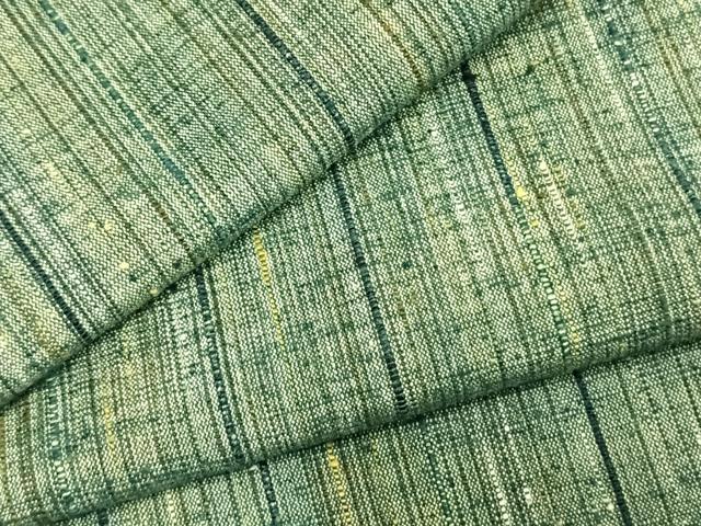 平和屋着物▽上質な紬　単衣　縞　正絹　逸品　AABC3751fy