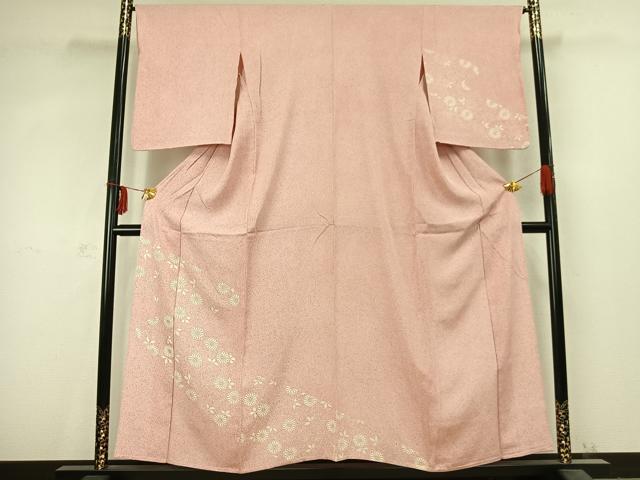 平和屋着物▽訪問着　単衣　草花文　正絹　逸品　AABC3754fy