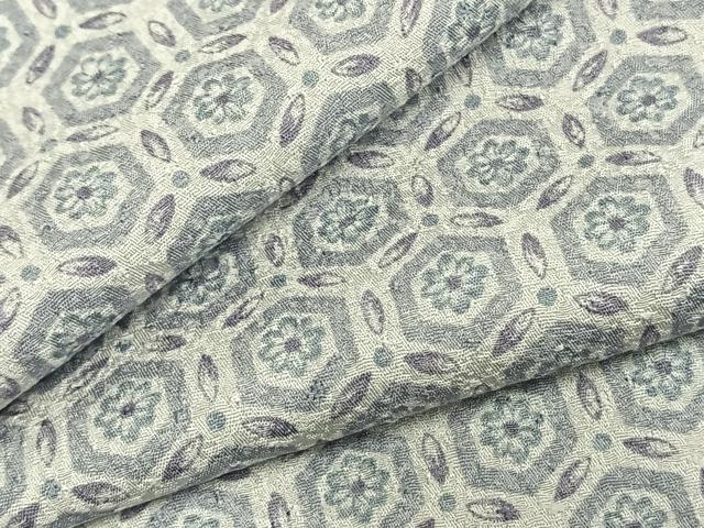 平和屋着物▽上質な小紋　単衣　亀甲花文　正絹　逸品　AABC3755fy