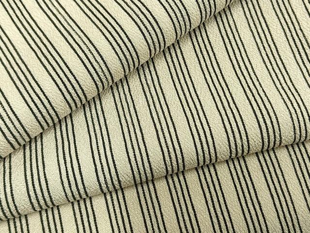平和屋着物▽お召　単衣　縞　正絹　逸品　AABC3757fy