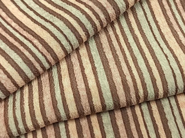 平和屋着物▽上質な小紋　単衣　縞　正絹　逸品　AABC3759fy