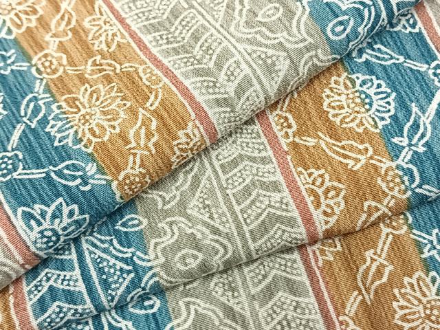 平和屋着物▽上質な小紋　単衣　花間道　正絹　逸品　AABC3762fy