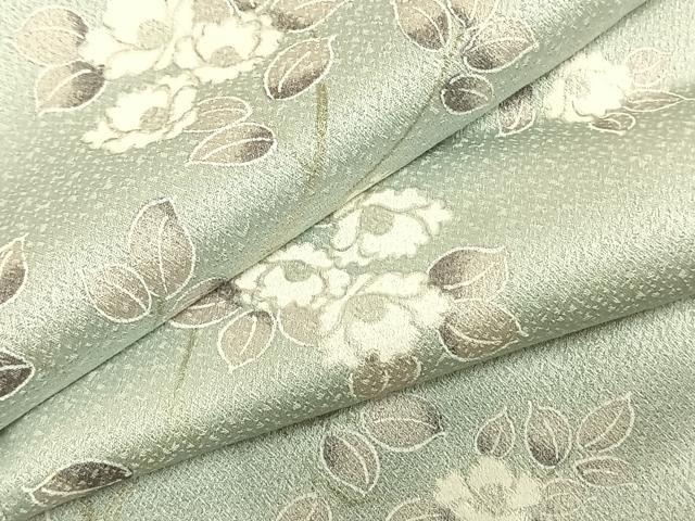 平和屋着物▽上質な小紋　単衣　草花文　正絹　逸品　AABC3772fy