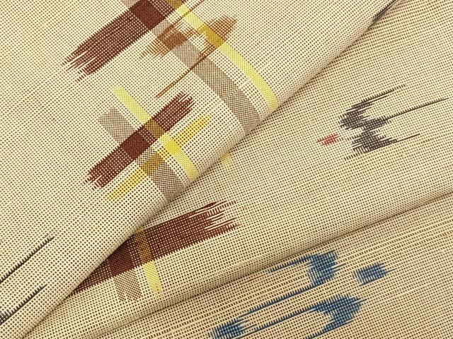 平和屋着物▽上質な紬　単衣　絣柄　正絹　逸品　AABC3785fy