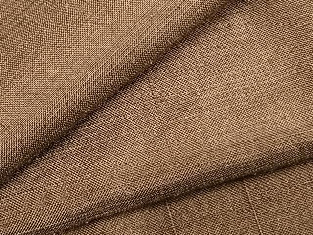 平和屋着物▽男性　紬　単衣　色無地　黄枯茶色　キングサイズ　正絹　逸品　AABC3792fy