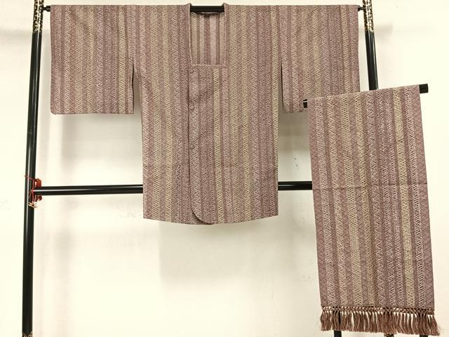 平和屋着物▽道行コート　スリーシーズン　春夏秋　塵除け　間道　反端付き　正絹　逸品　AABC3828fy