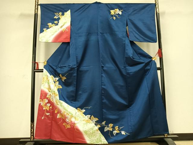 平和屋着物▽訪問着　単衣　蔦の葉文　金彩　洗える着物　AABC3849fy