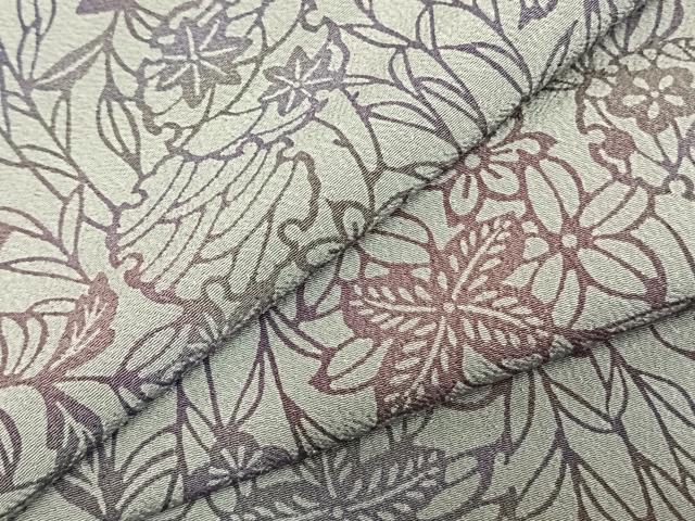 平和屋着物▽小紋　単衣　型染め　雪輪草花文　洗える着物　AABC3855fy